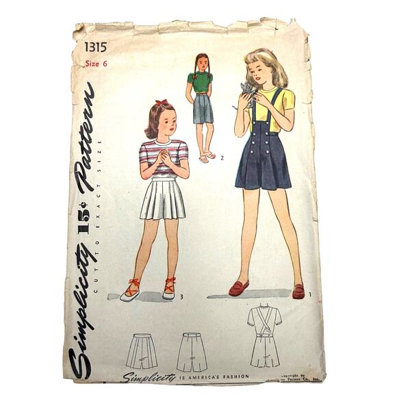 Simplicity | Office | Simplicity Vintage 94s Pattern 1315 Childrens ...